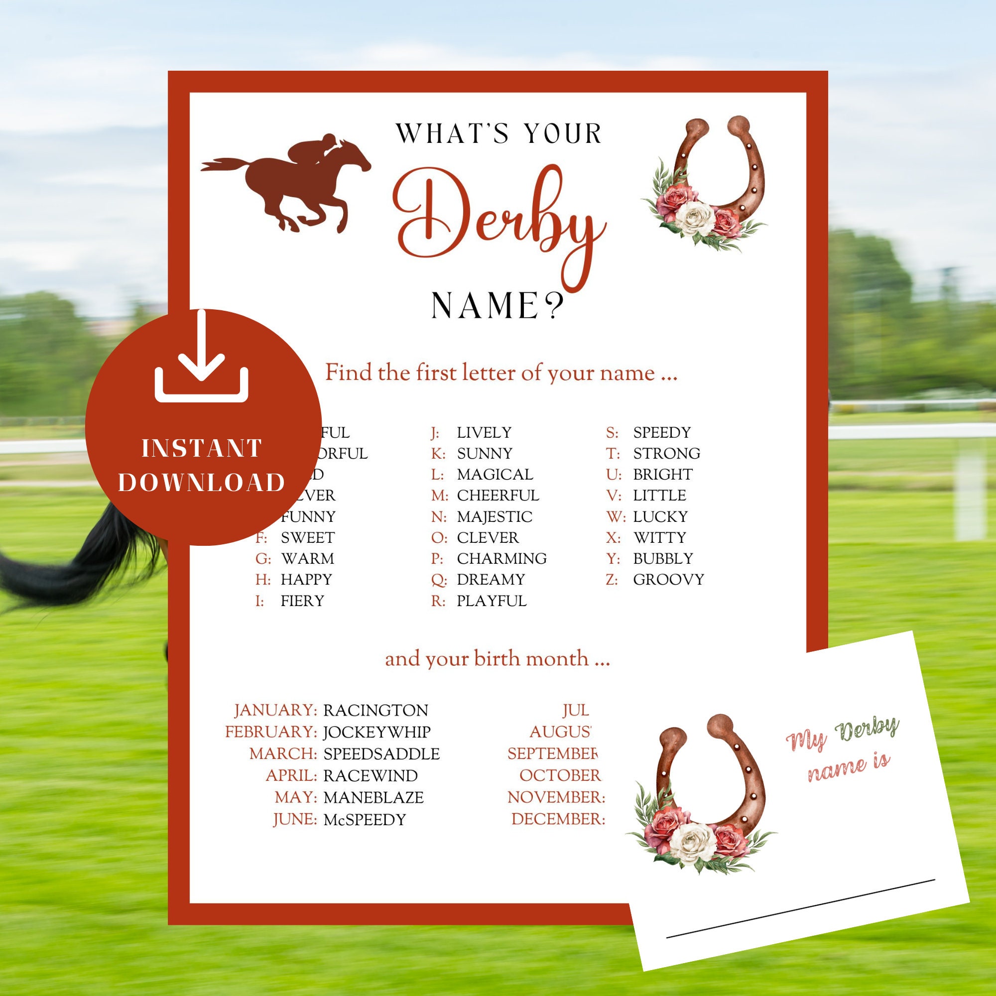 What's Your Derby Name, Kentucky Derby Party, Last Minute Idea ...