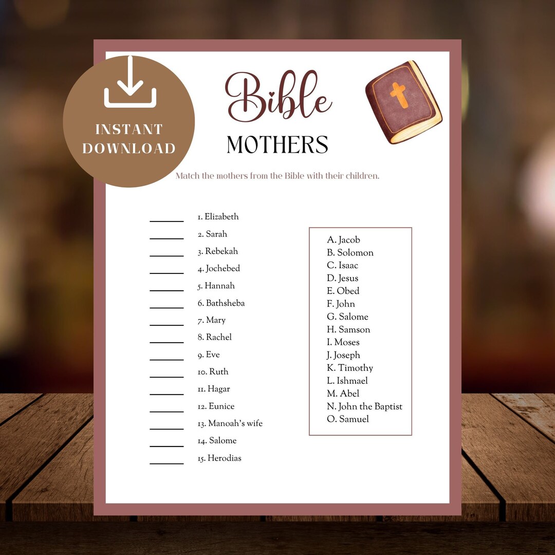 Women in Bible Game, Matching Game, Sunday School Activity, Christian ...
