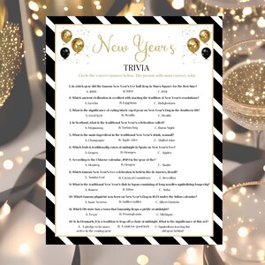 New Years Trivia Party Game Printable, NYE Icebreaker Activity, New ...