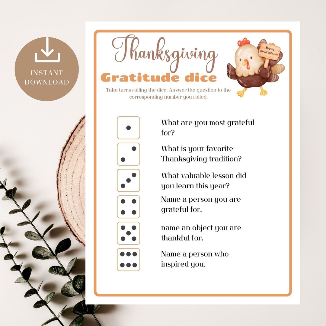 Thanksgiving Games Gratitude Dice, Roll the Dice, Games for Table ...