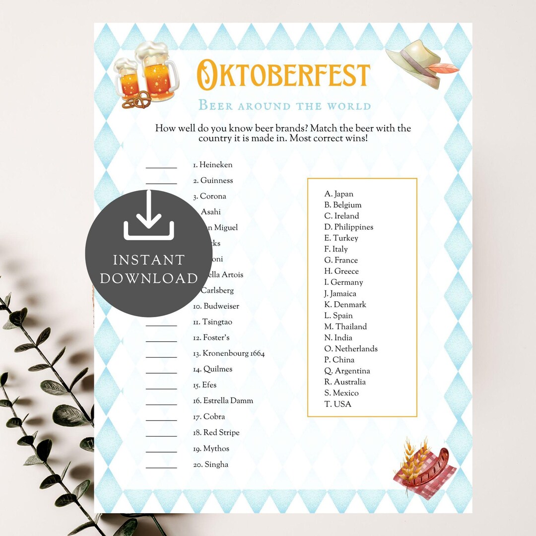 Oktoberfest Beer Trivia Game, Printable Octoberfest Party Games ...