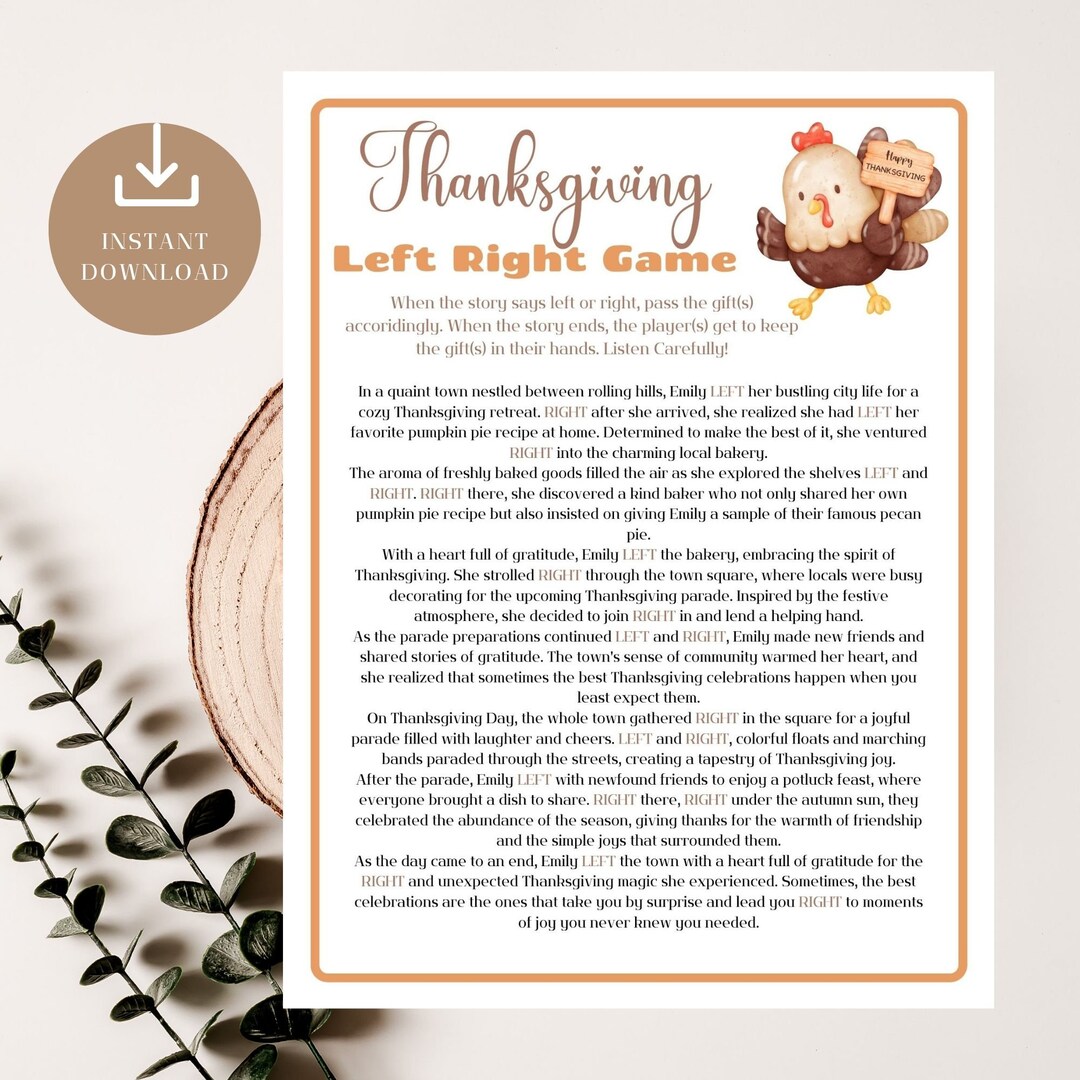 Pass the Prize Thanksgiving Game for Adults Kids Teens Seniors, Left ...