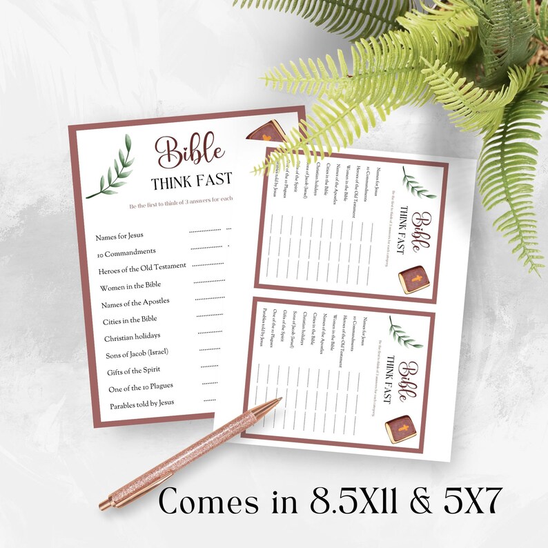 Bible Game, Think Fast, Fun Sunday School Quiz, Christian Printable ...