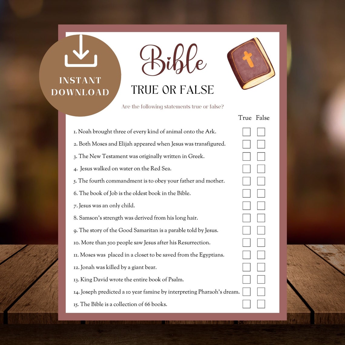 Bible True or False Trivia Game, Fun Sunday School Quiz, Christian ...