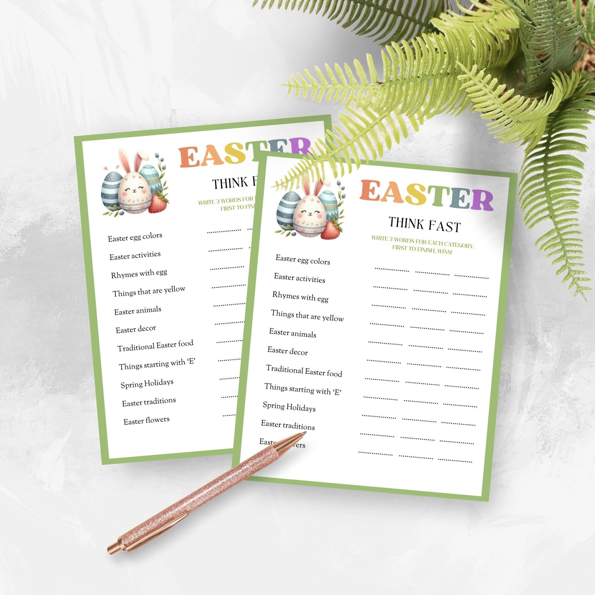 Easter Party Game, Think Fast, Fun Spring Activity for Kids Adults ...