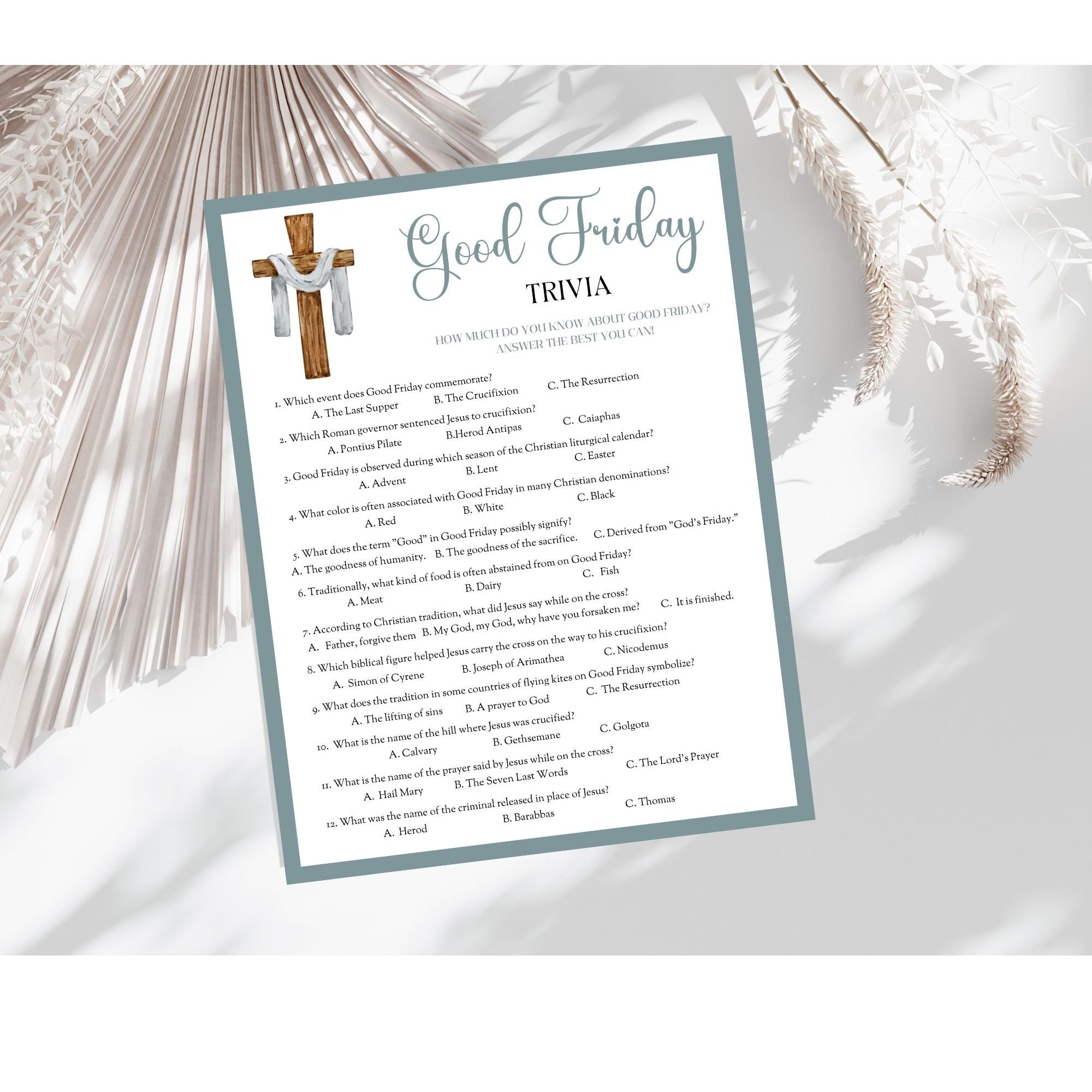 Good Friday Trivia Game, Holy Week Quiz, Multiple Choice Religious Game ...