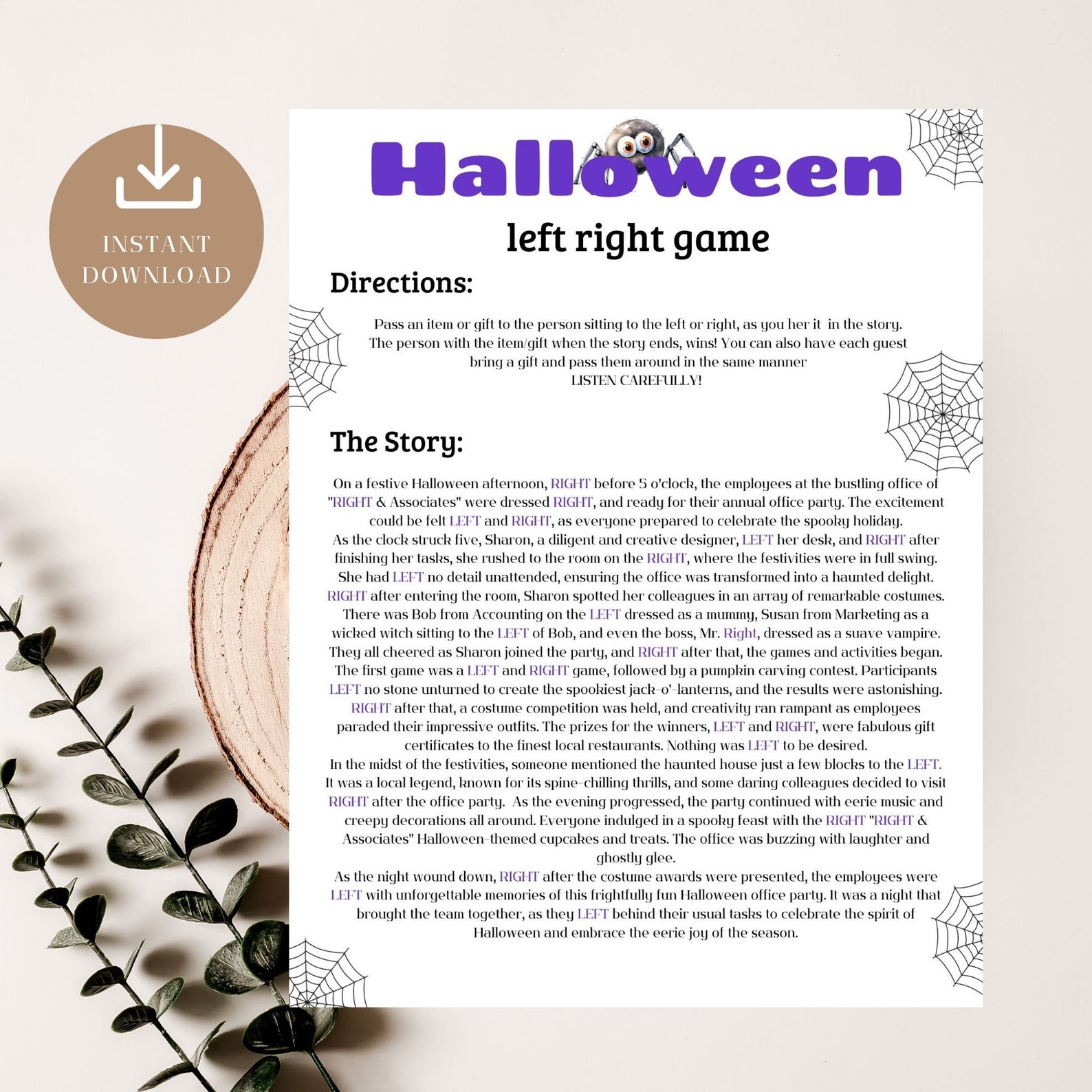 Left Right Game Halloween Printable Office Party Game - Etsy