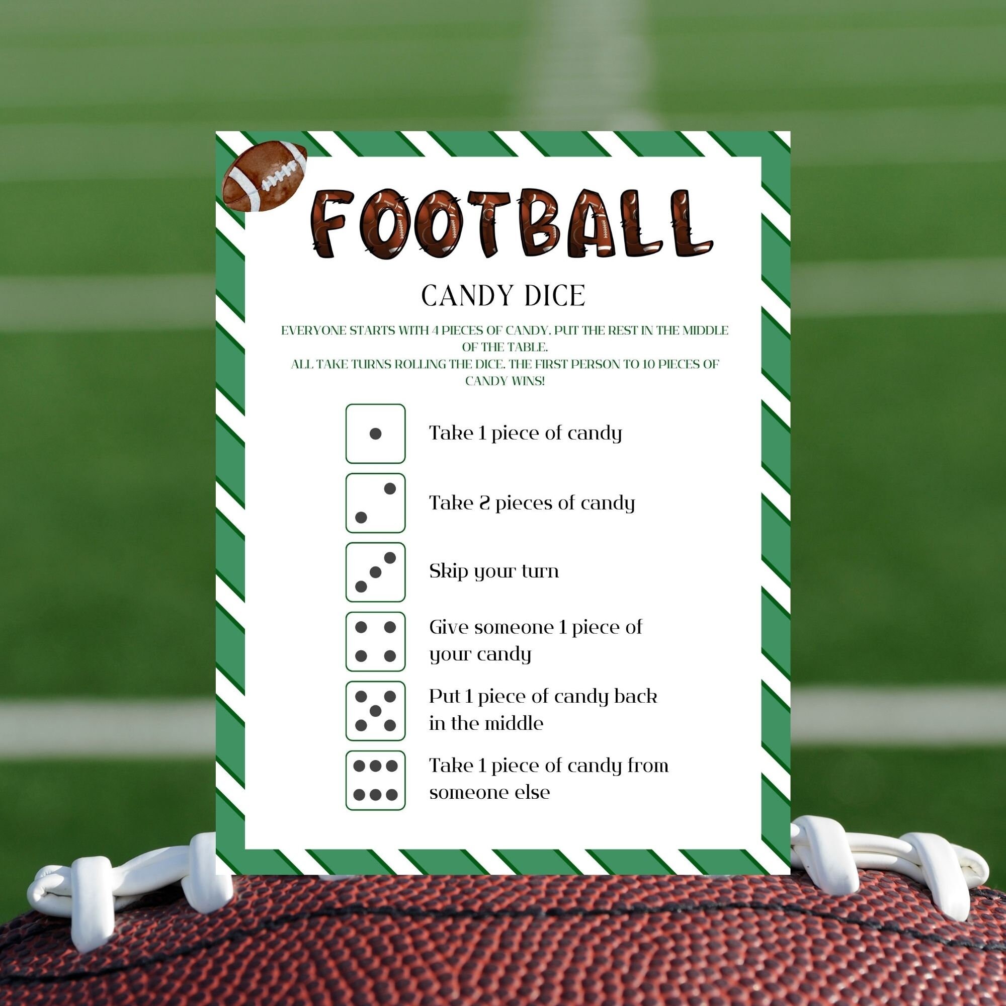 Football Party Games, Candy Dice, American Football Event for Kids ...