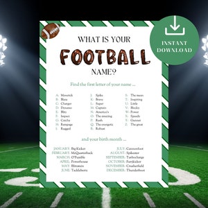 What's Your Football Name, American Football Games for Kids Teens ...
