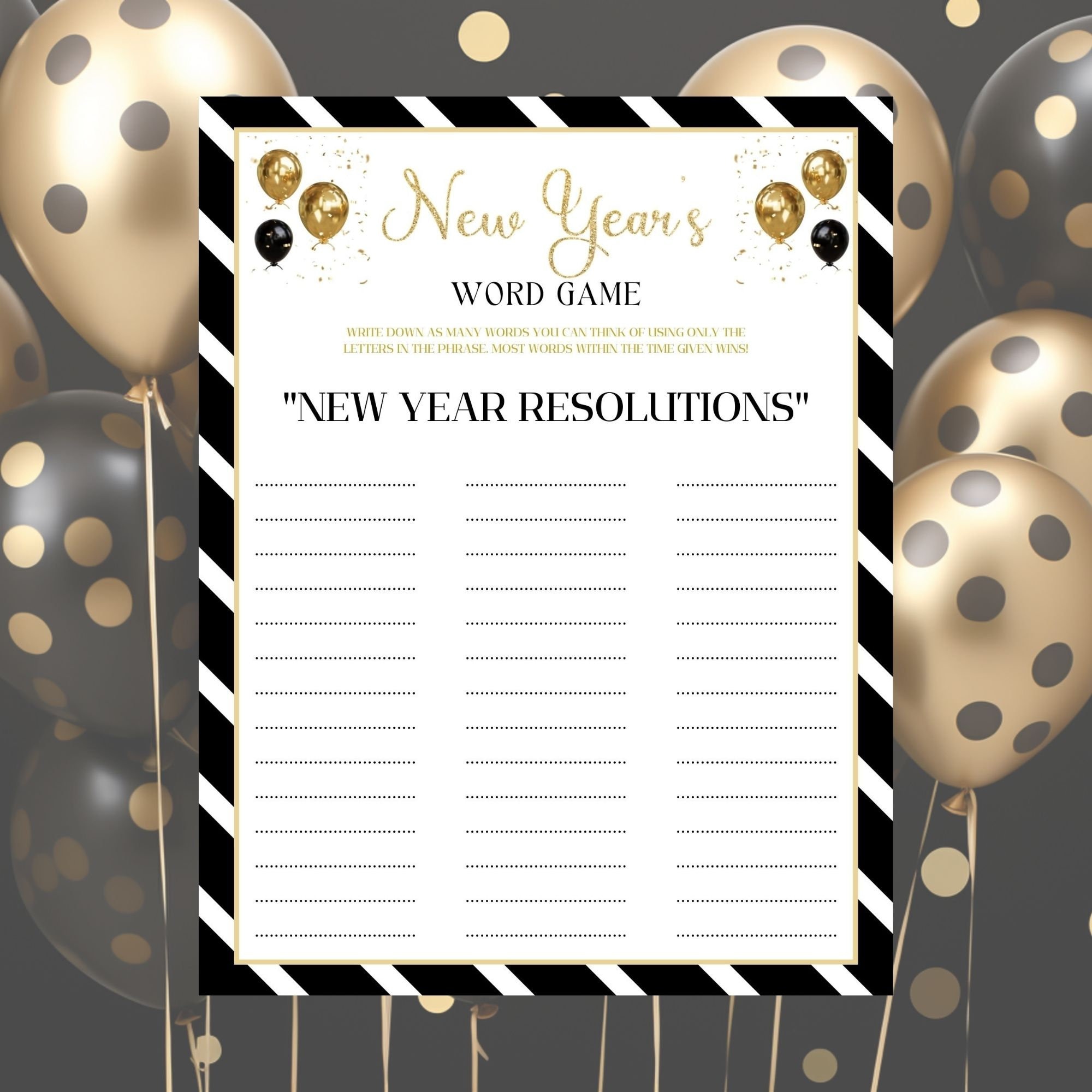New Year's Eve Party Game Printable, Virtual Party Games, Icebreaker ...