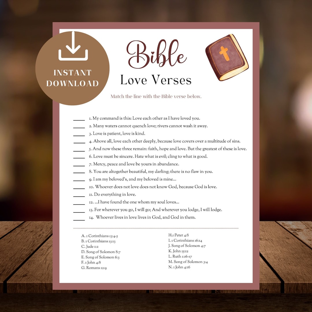 Bible Games, Bible Love Verses Match Game, Fun Sunday School Activity ...