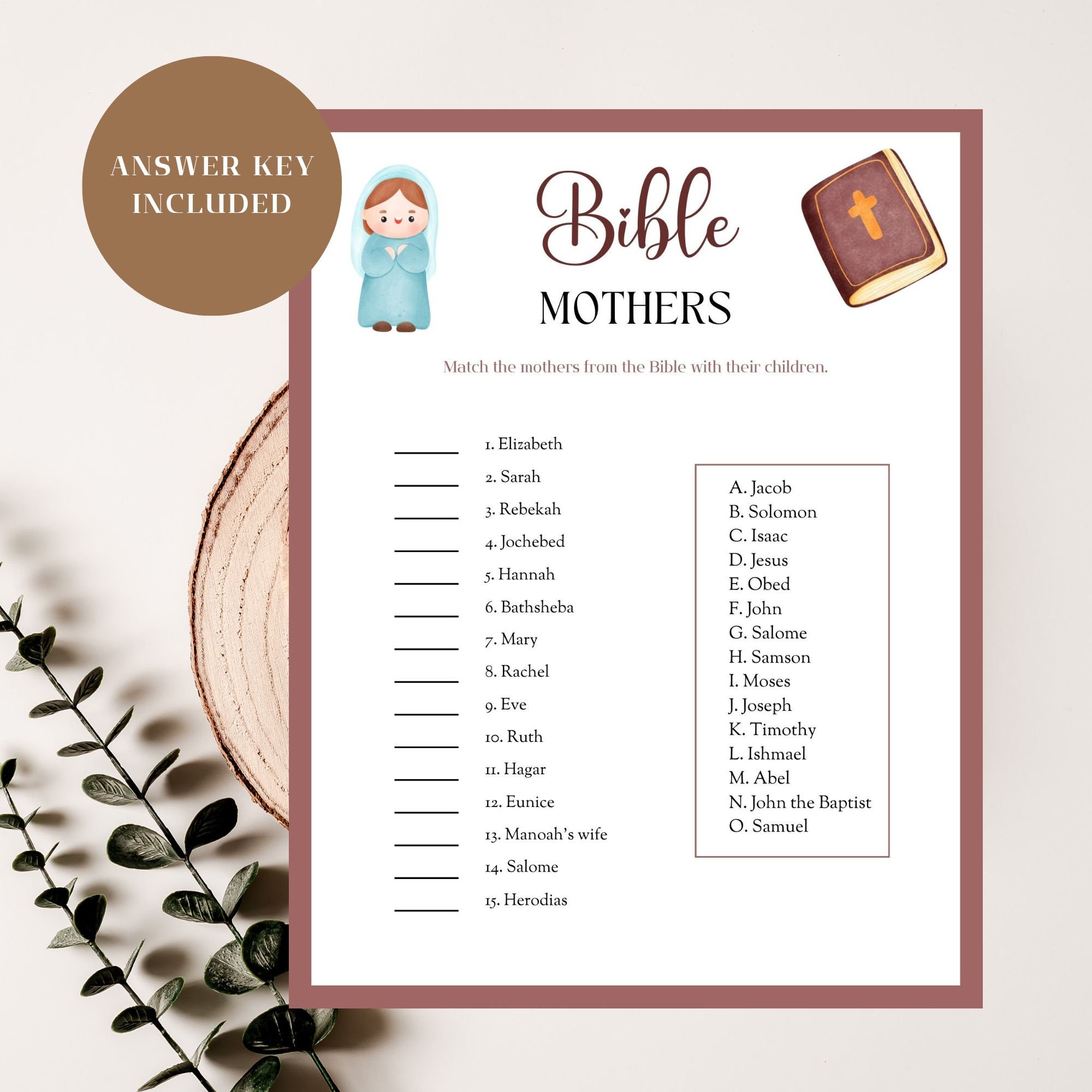 Women in Bible Game, Matching Game, Sunday School Activity, Christian ...
