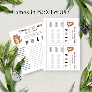 Groundhog Day Categories, Fun Party Game for Kids and Adults, Printable ...