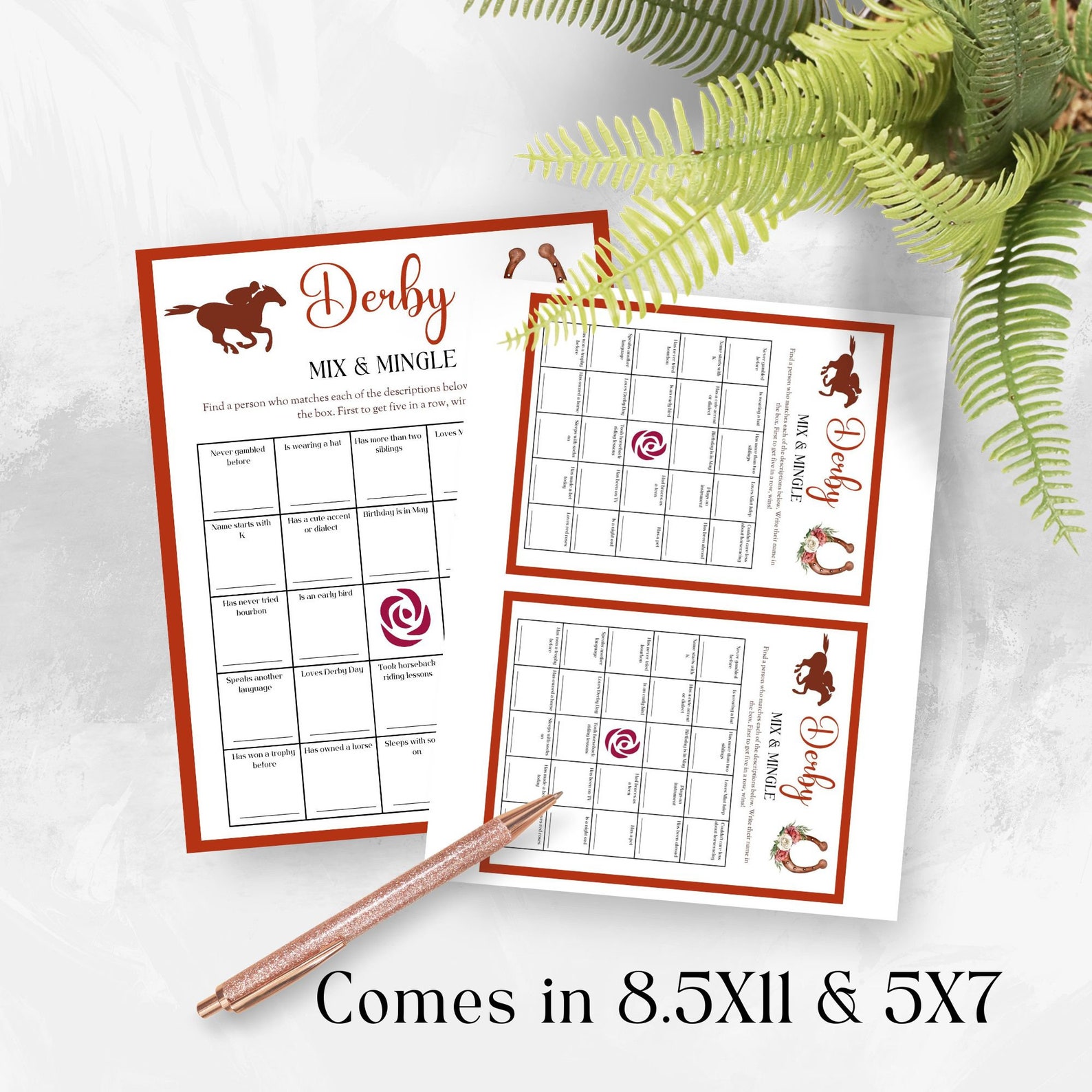 Derby Games Printable, Icebreaker, Mix & Mingle Human Bingo, Triple ...