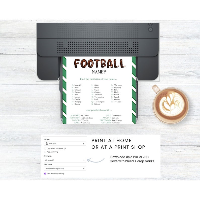 What's Your Football Name, American Football Games for Kids Teens ...