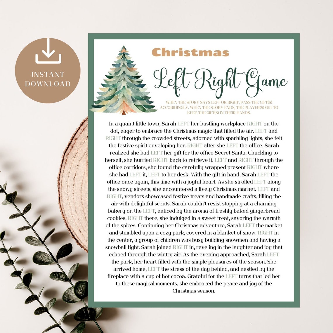 Christmas Left Right Story Party Game Gift Exchange for Kids and Adults ...
