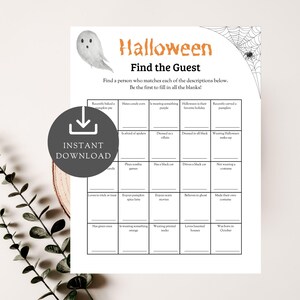 Find the Guest Human Bingo, Halloween Printable, Party Games for Kids ...