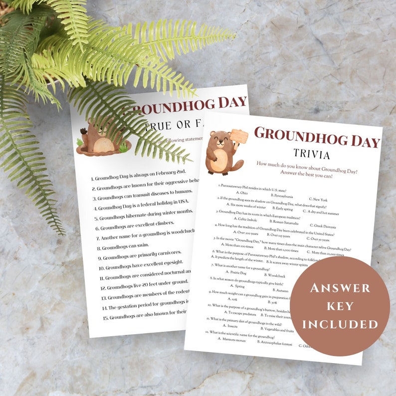 Groundhog Day Game Bundle, Fun Groundhog Party Game for Kids and Adults ...