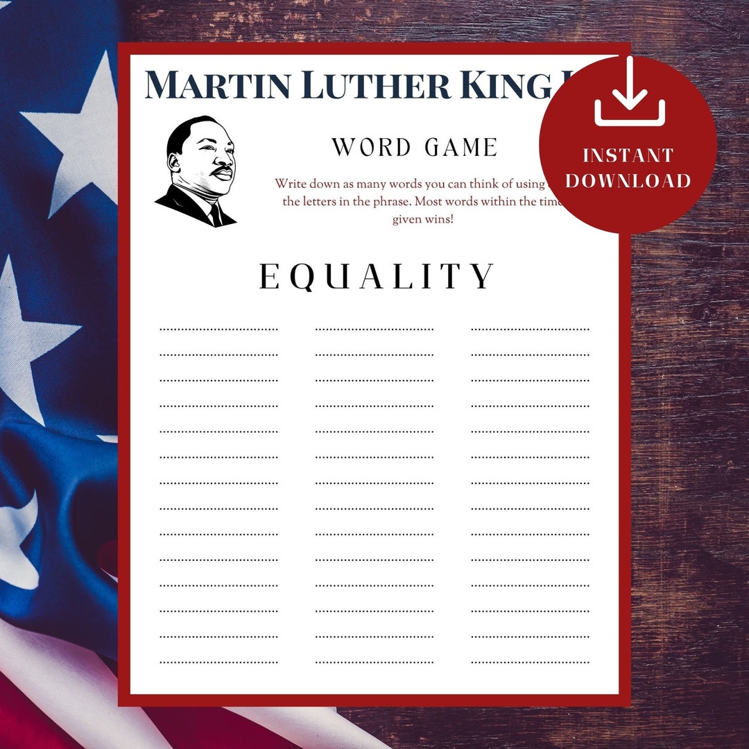 MLK Jr Day Word Game, Celebrate Martin Luther King Jr., Classroom Game ...
