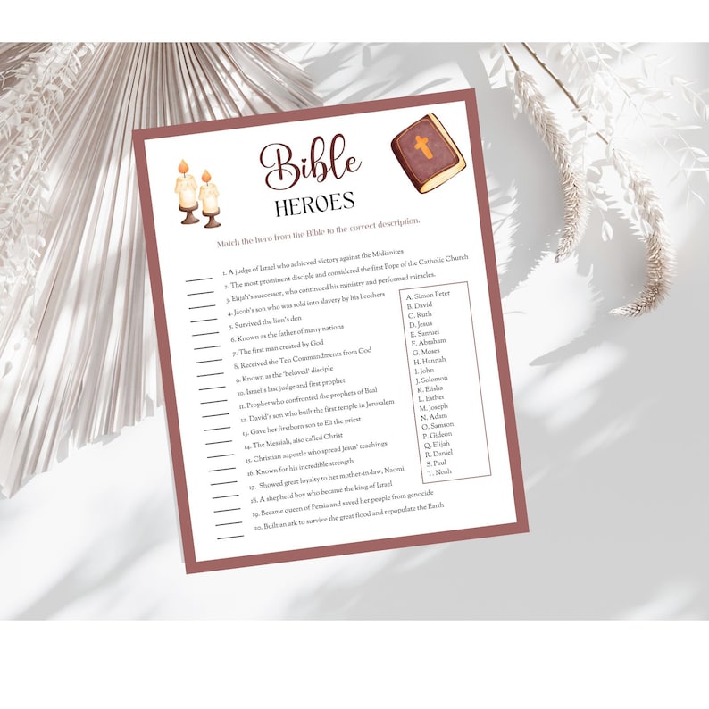 Bible Heroes Matching Game, Bible Activity for Sunday School, Youth ...