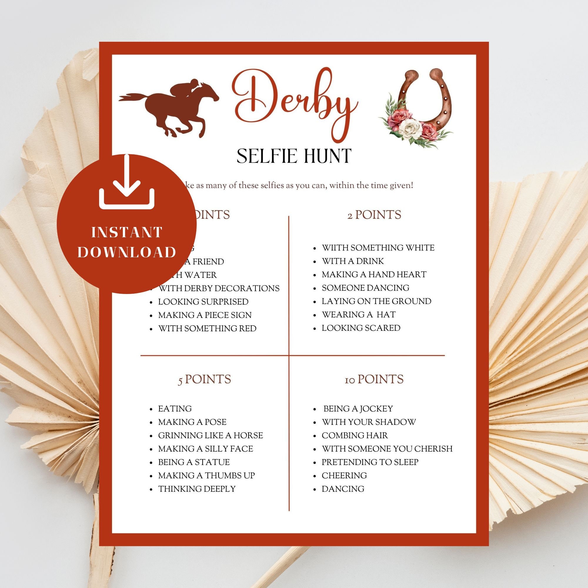 Kentucky Derby Selfie Scavenger Hunt, Triple Crown Party, Horserace ...