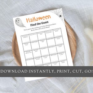 Find the Guest Human Bingo, Halloween Printable, Party Games for Kids ...