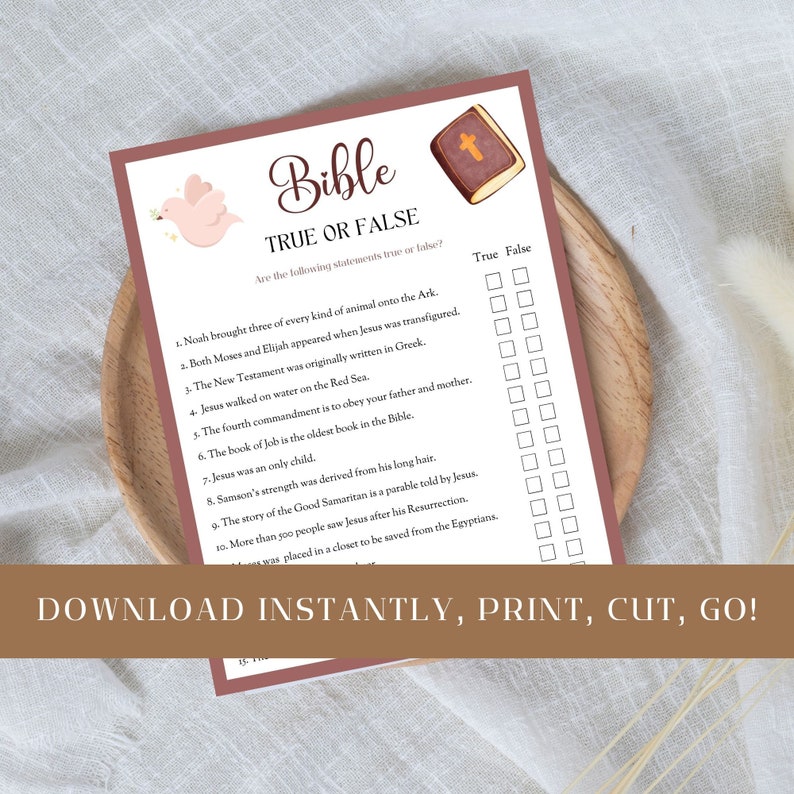 Bible True or False Trivia Game, Fun Sunday School Quiz, Christian ...
