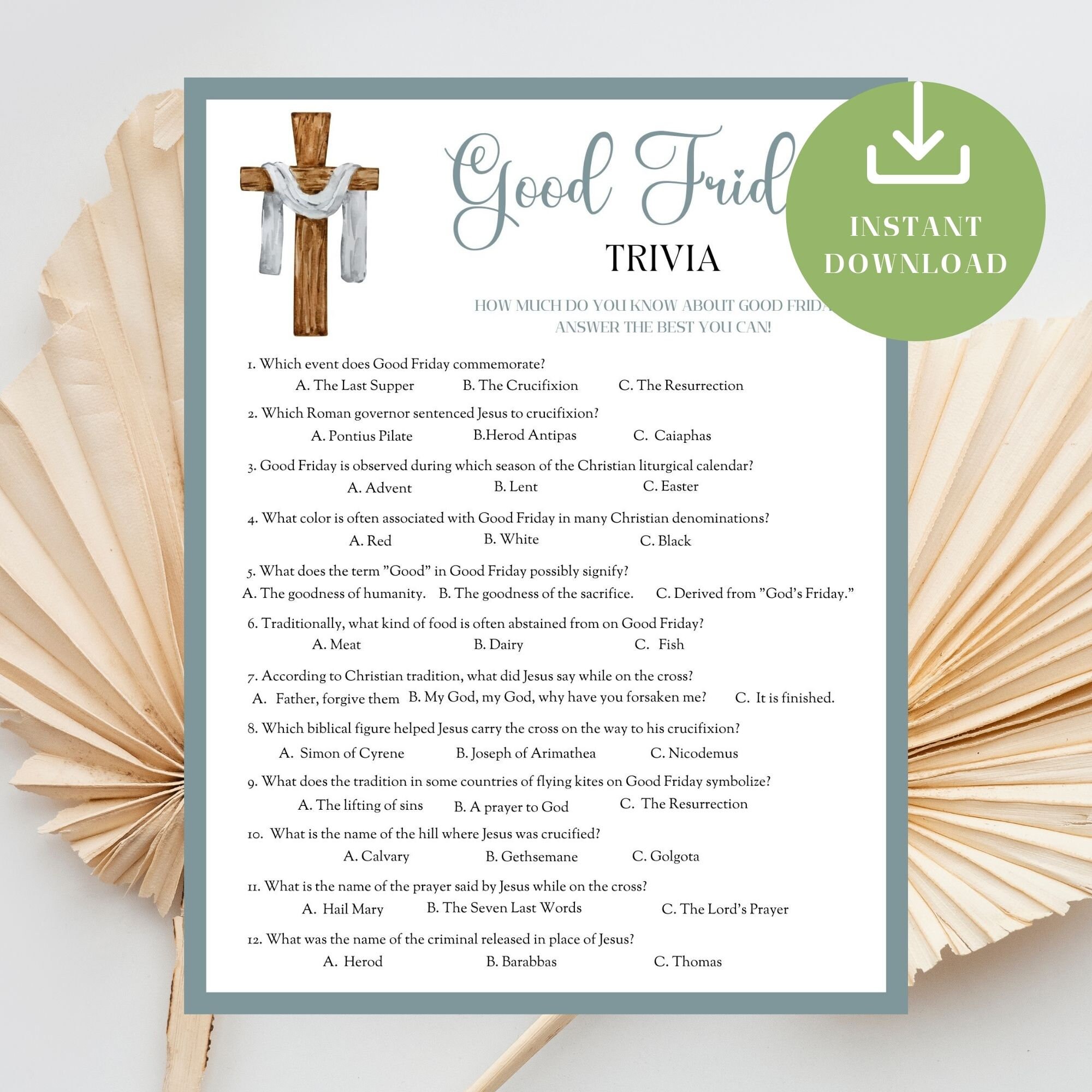 Good Friday Trivia Game, Holy Week Quiz, Multiple Choice Religious Game ...