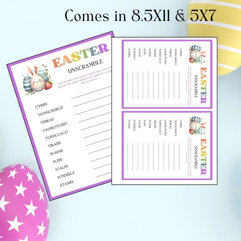 Easter Games for Teens, Unscramble Words, Fun Spring Activity for Kids ...