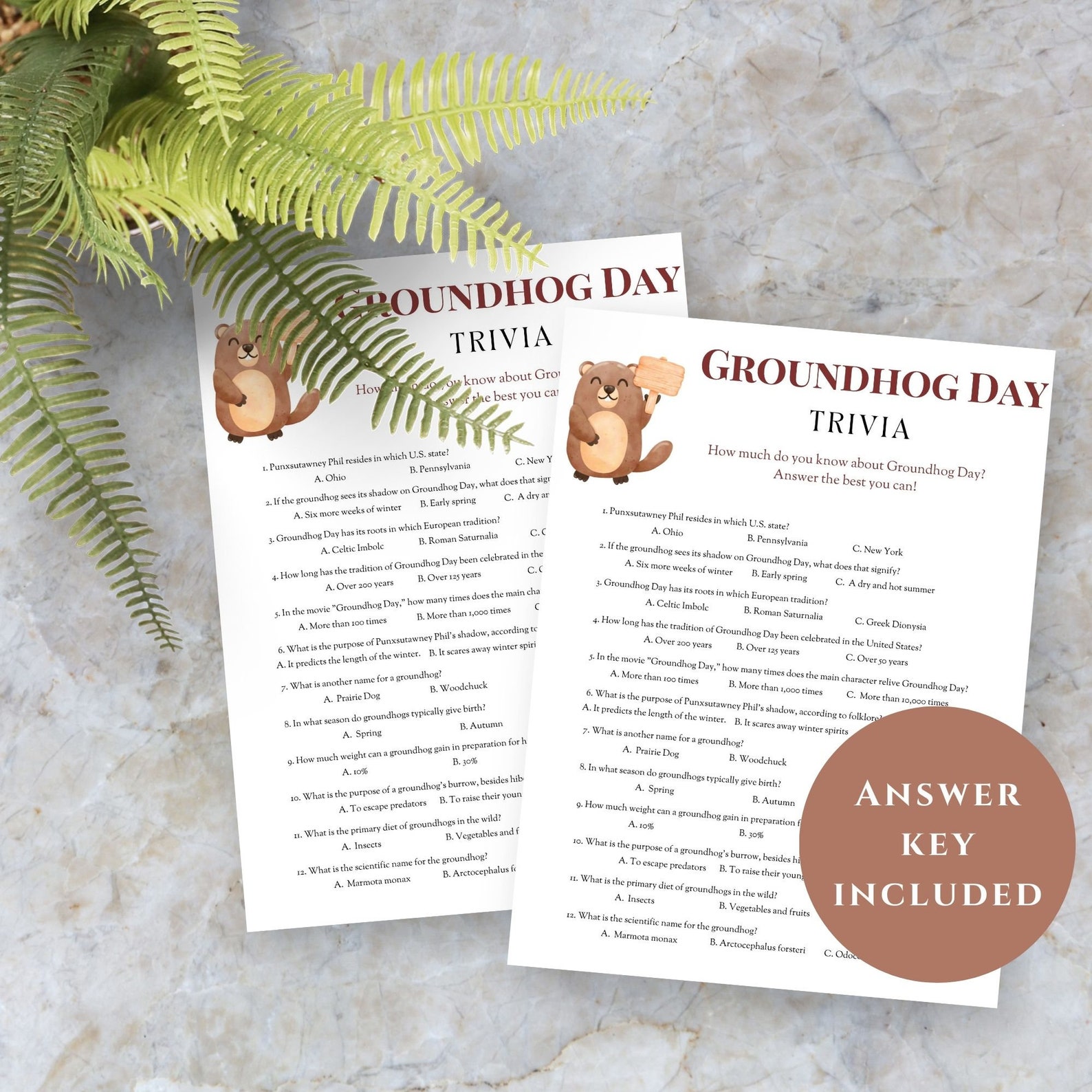 Groundhog Day Trivia, Fun Groundhog Party Game for Kids and Adults ...