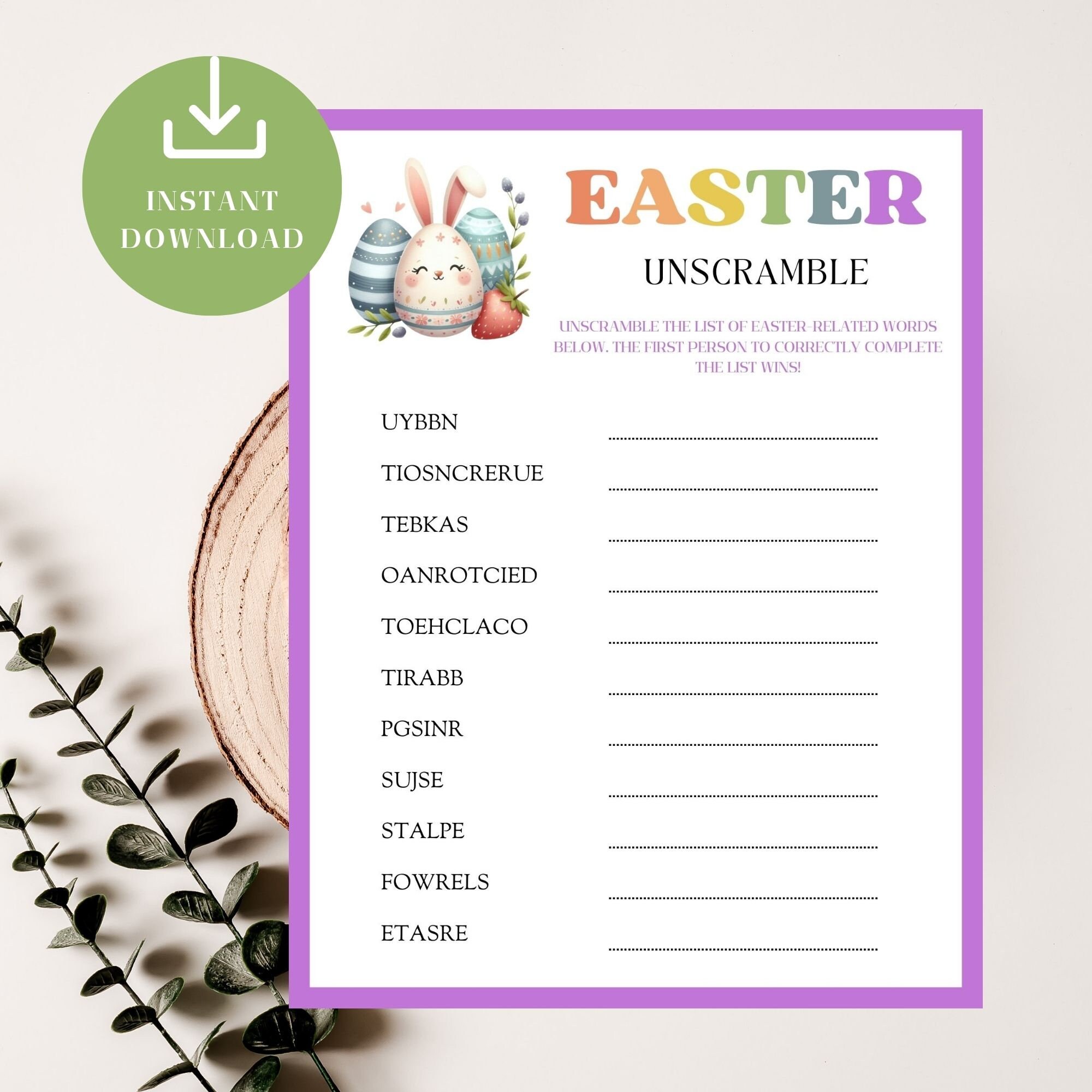 Easter Games for Teens, Unscramble Words, Fun Spring Activity for Kids ...