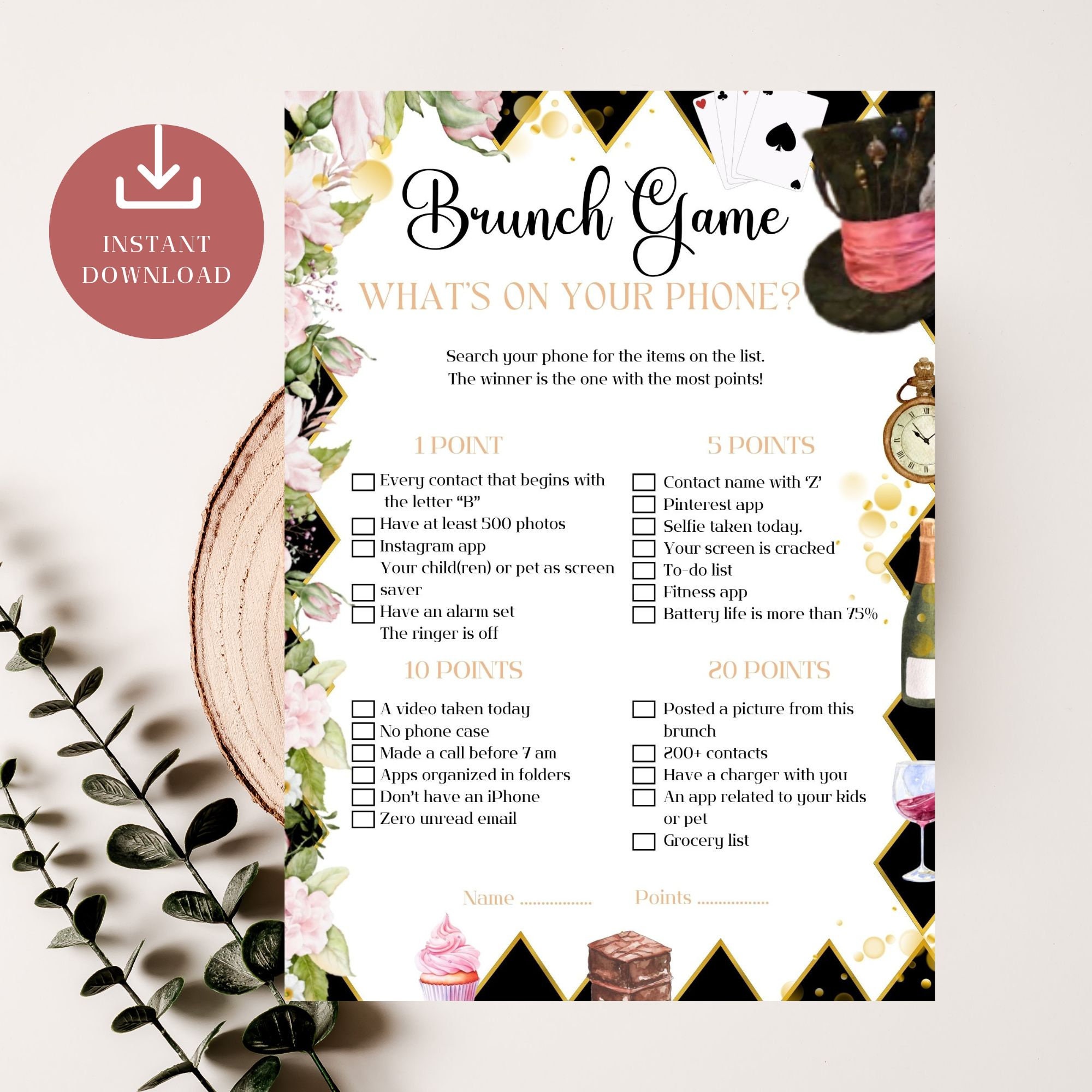 Brunch Party Game, What's on Your Phone, Girls Lunch Fun Activity ...