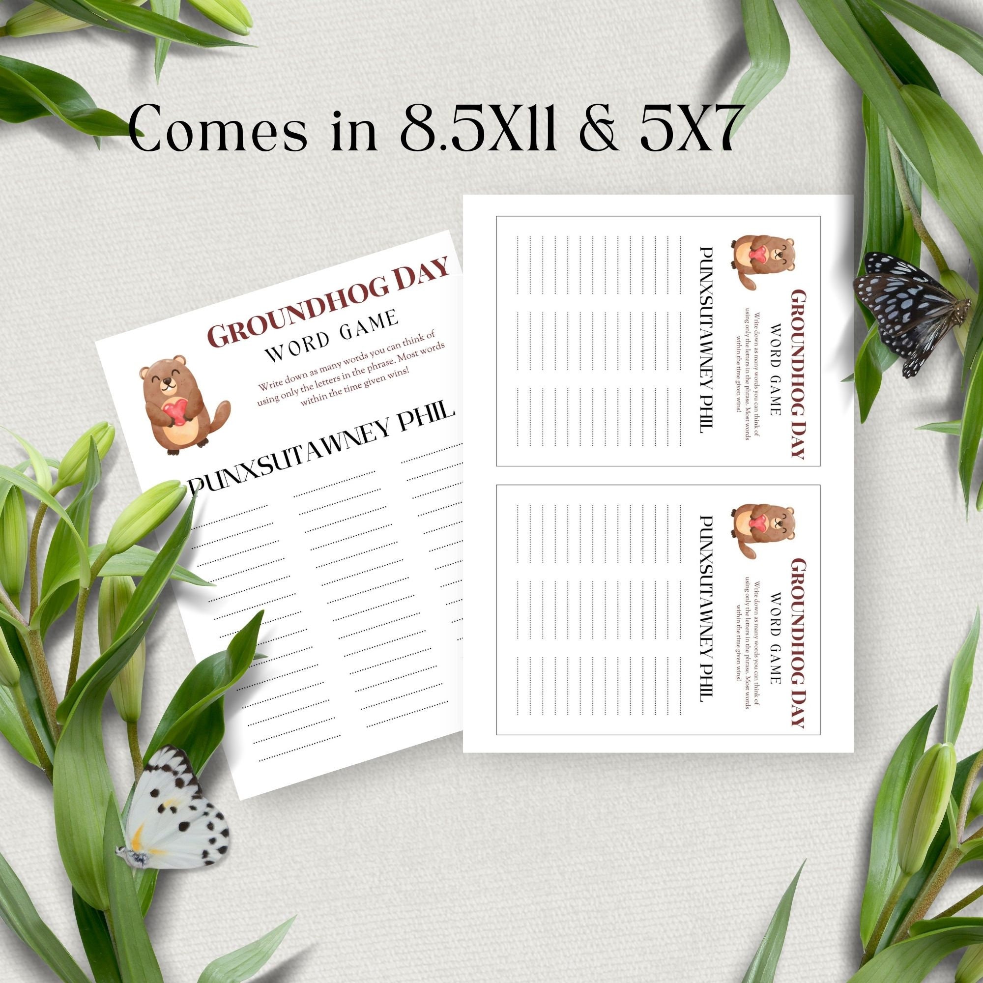 Groundhog Day Game Bundle, Fun Groundhog Party Game for Kids and Adults ...