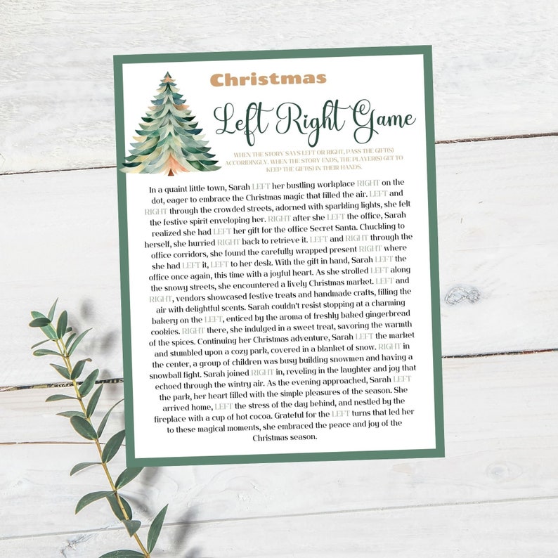 Christmas Left Right Story Party Game Gift Exchange for Kids and Adults ...