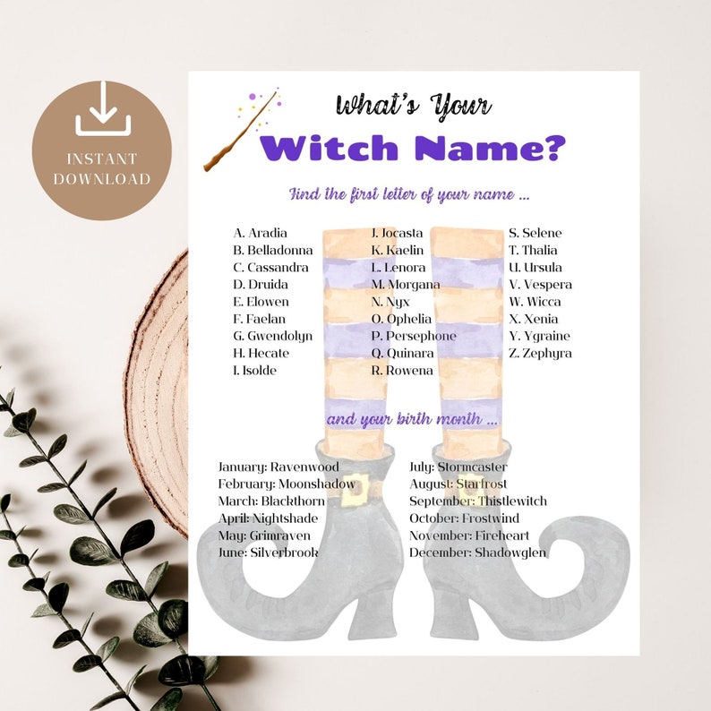 What's Your Witch Name Halloween Activity, Party Game Printable ...