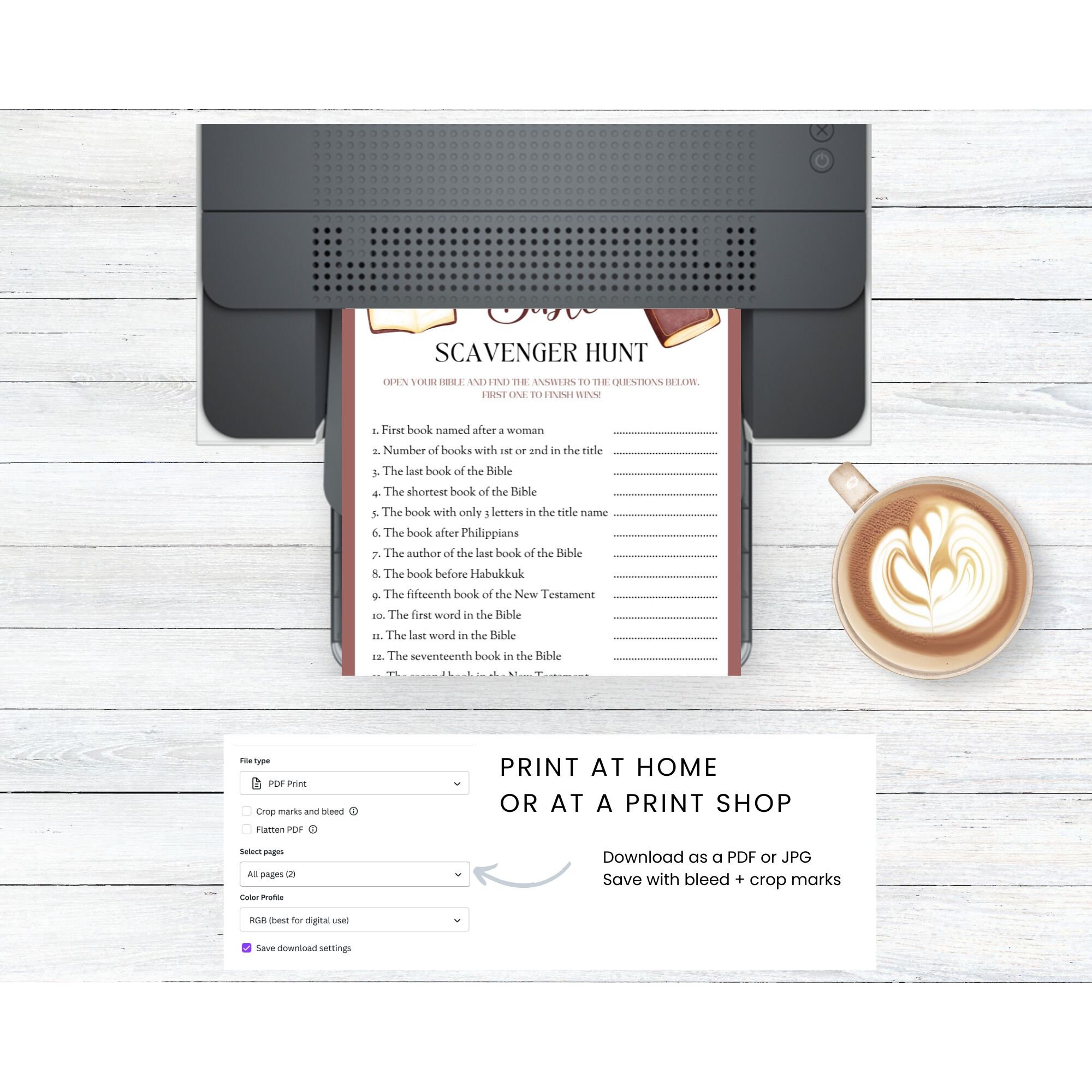 Books of the Bible Scavenger Hunt Game, Fun Sunday School Quiz ...