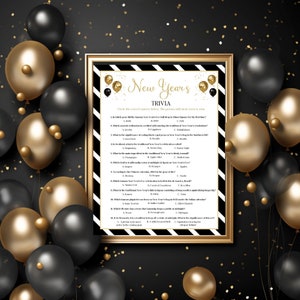 New Years Trivia Party Game Printable, NYE Icebreaker Activity, New ...