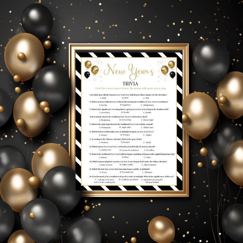 New Years Trivia Party Game Printable NYE Icebreaker - Etsy