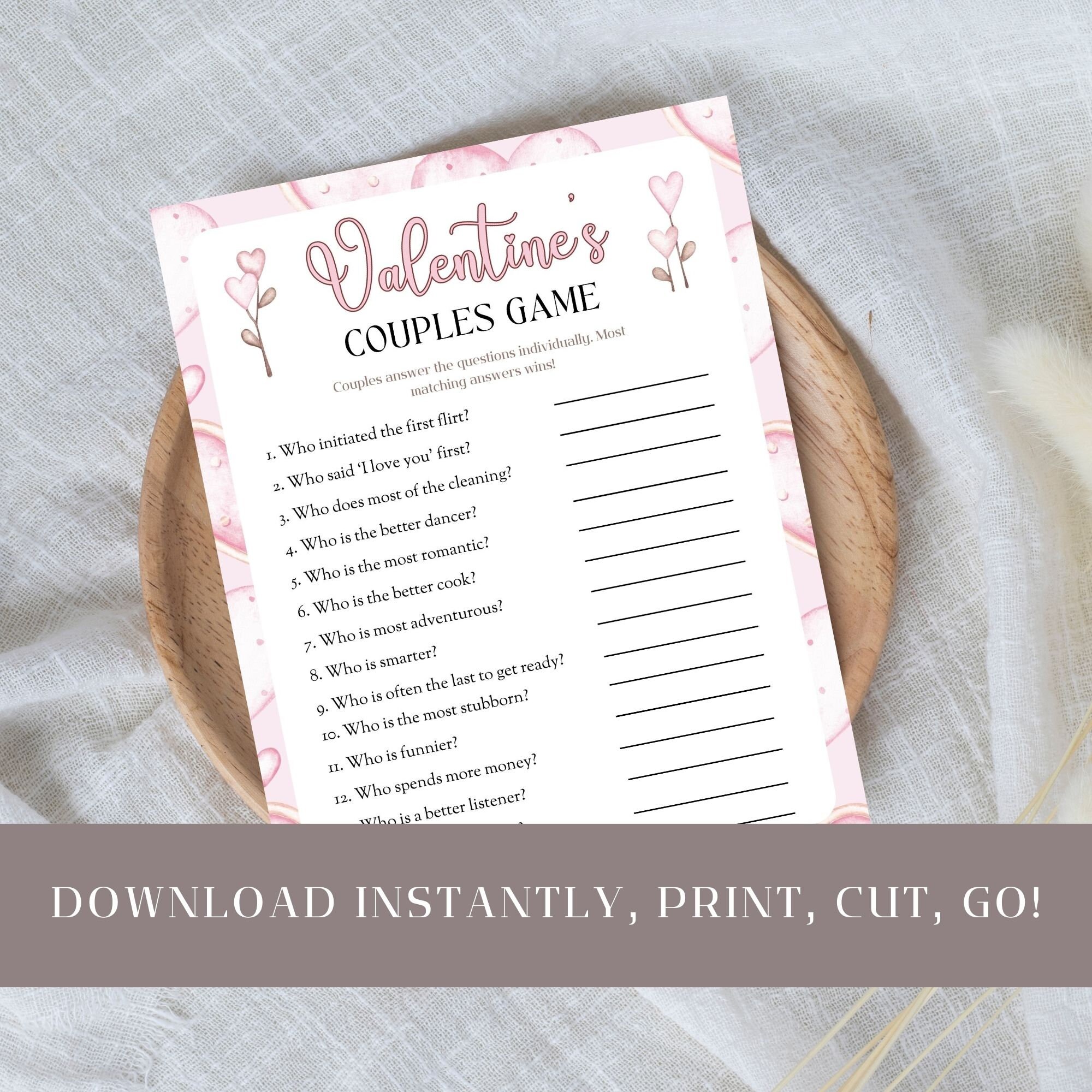 Valentine's Day Party Game for Couples, How Well Do You Know Your ...