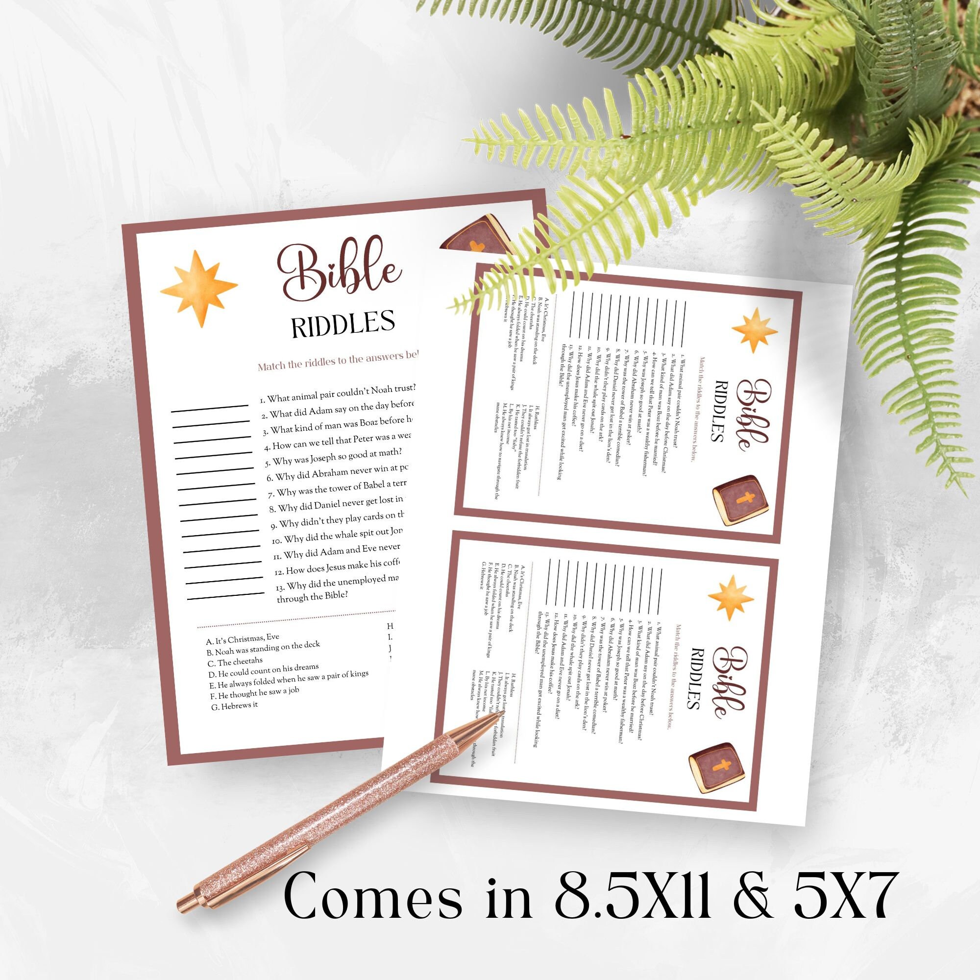 Bible Riddles Game, Fun Sunday School Quiz, Christian Printable, Kids ...