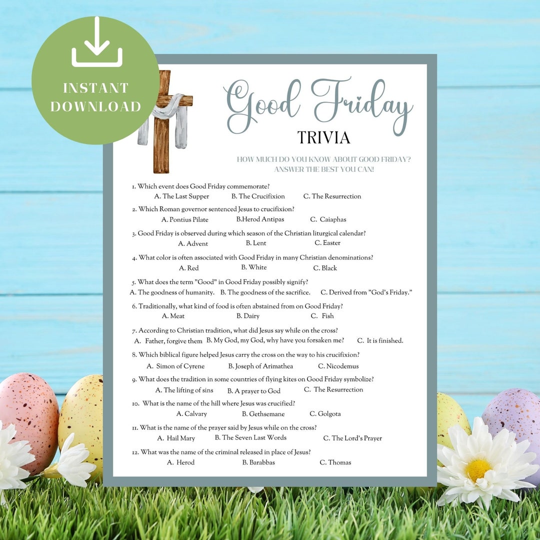 Good Friday Trivia Game, Holy Week Quiz, Multiple Choice Religious Game ...
