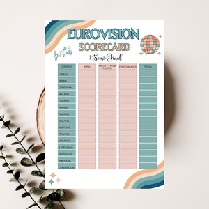 Eurovision Printable, ESC SCORECARDS, Song Contest Party Game Night ...