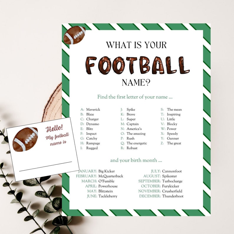 What's Your Football Name, American Football Games for Kids Teens ...