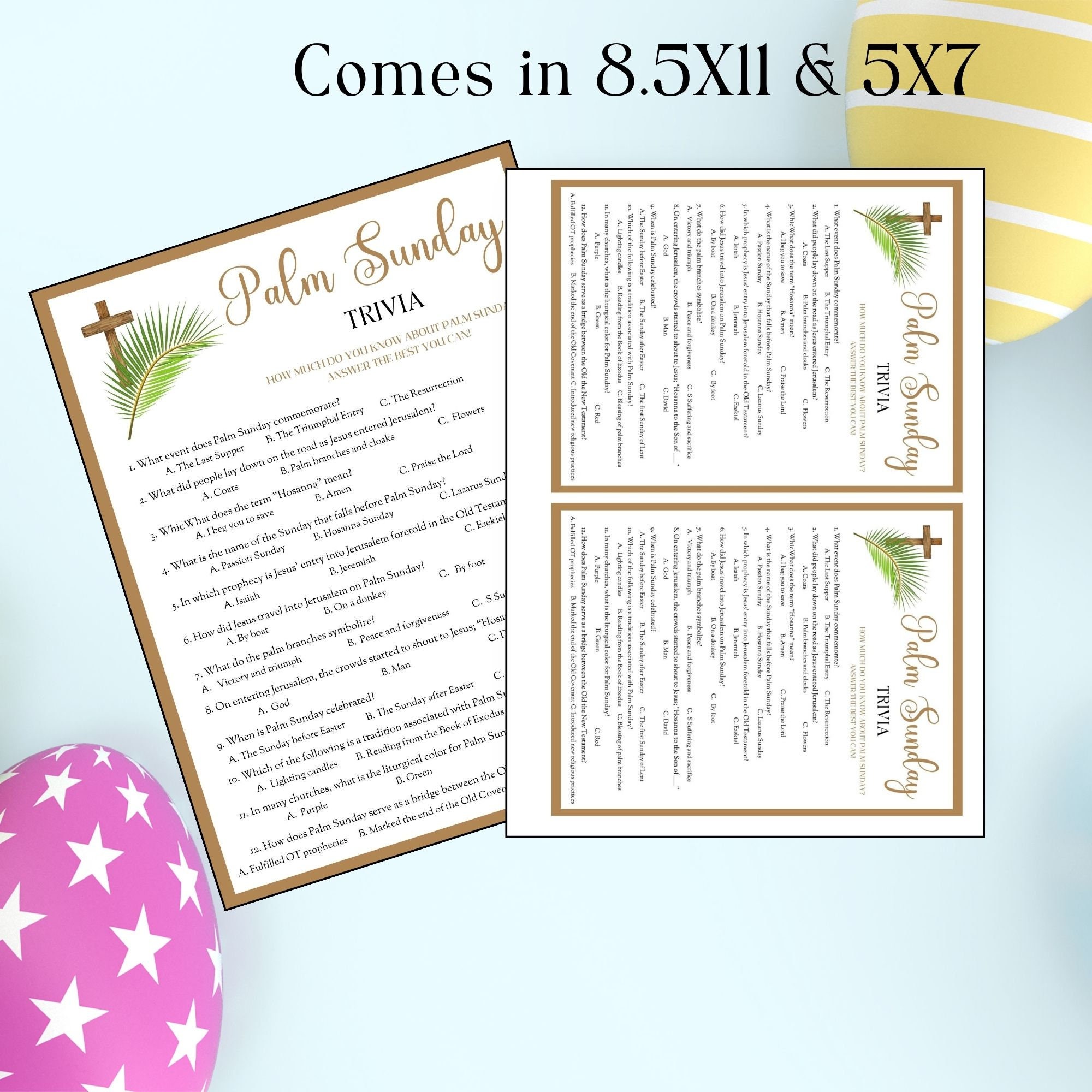 Palm Sunday Trivia Game, Holy Week Quiz, Multiple Choice Religious Game ...