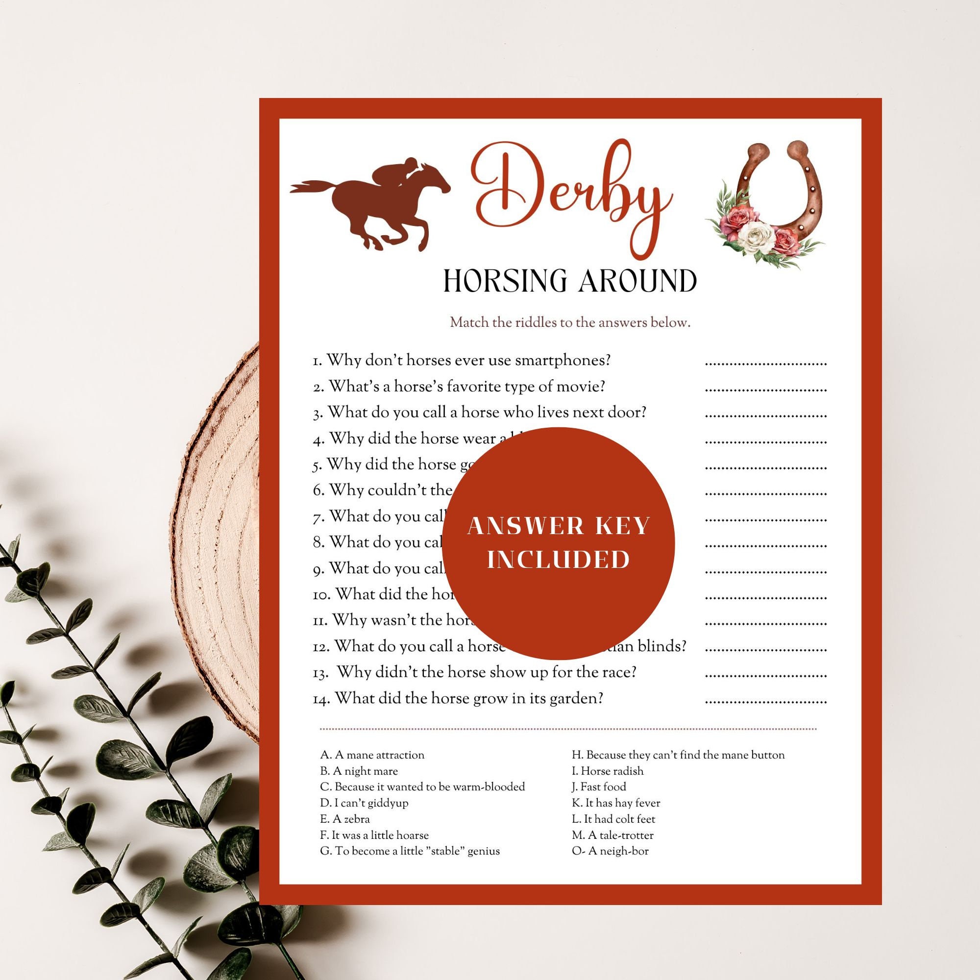 Derby Games Printable, Riddles & Jokes, Triple Crown Party, Horserace ...