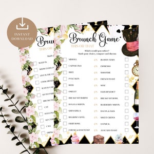 Brunch Party Would You Rather This or That Game, Girls Lunch Fun Trivia ...