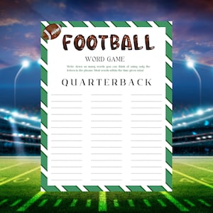 Football Party Games, Word Game, American Football Event for Kids Teens ...