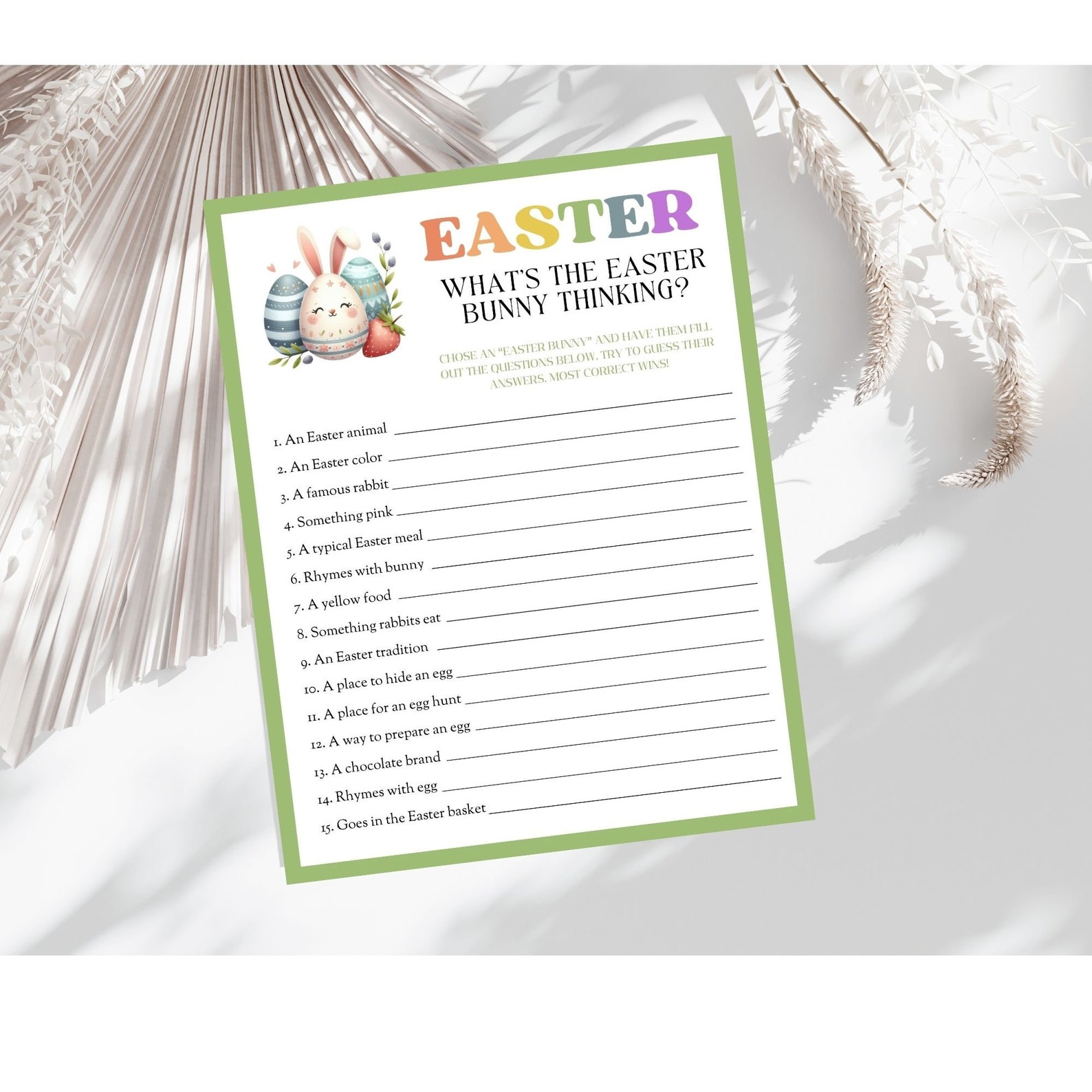 Easter Party Game, Fun Spring Activity for Kids Adults Teens, Family ...