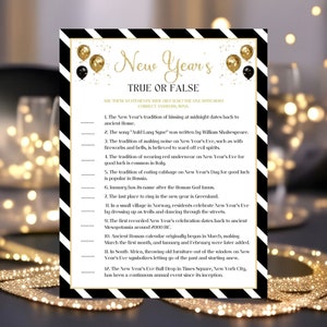 New Years Party Game Printable, True or False, NYE Icebreaker Activity ...