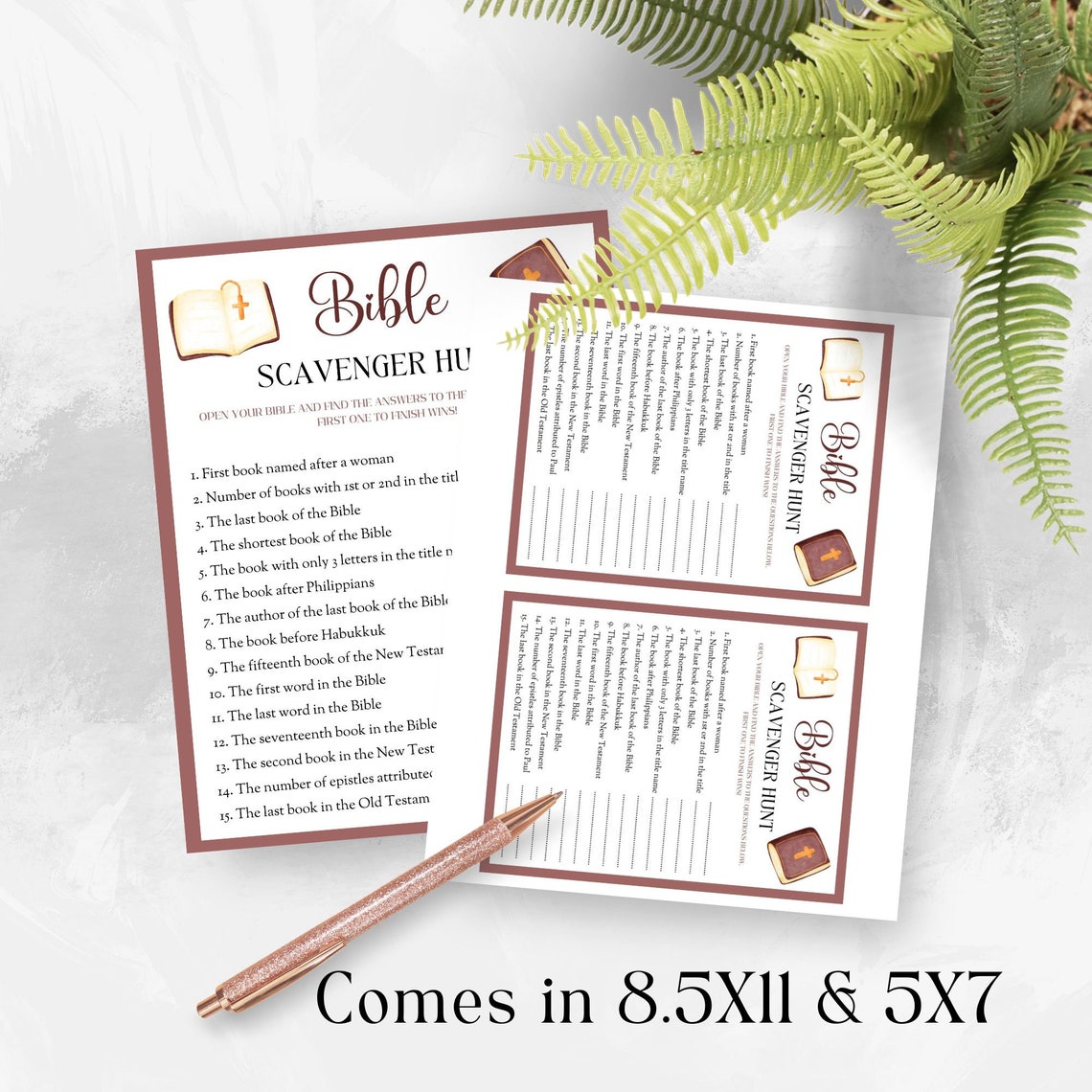 Books of the Bible Scavenger Hunt Game, Fun Sunday School Quiz ...